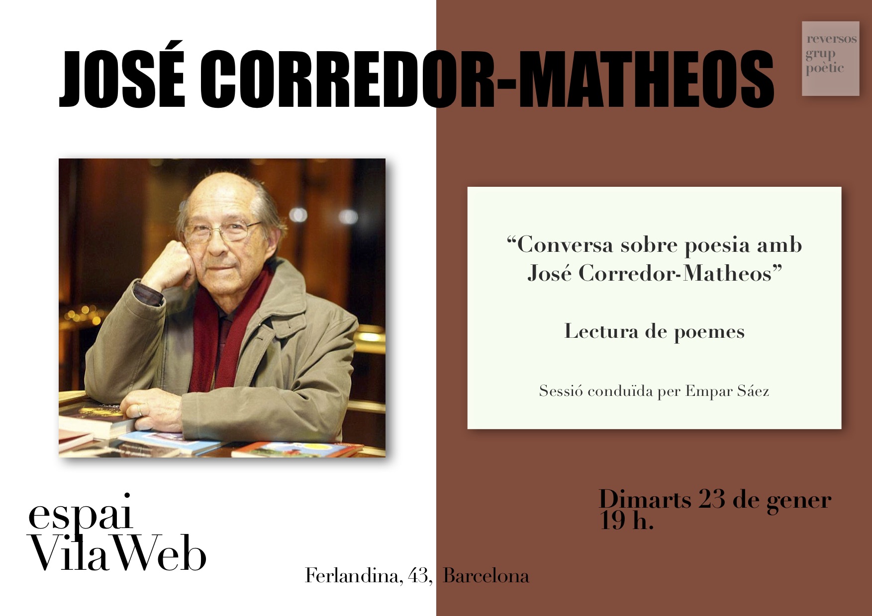 Reversos conversa sobre poesia amb José Corredor-Matheos a l’Espai VilaWeb